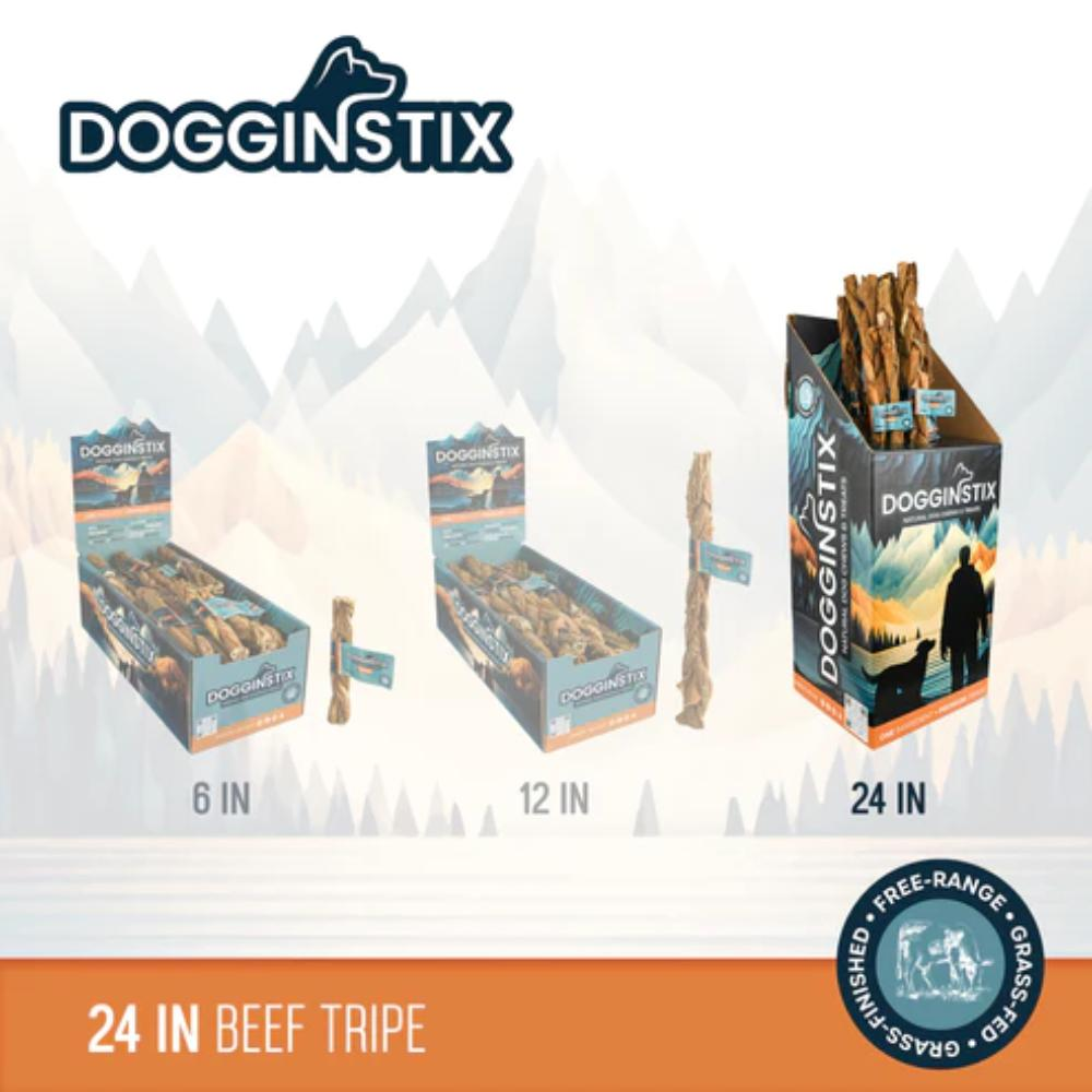 DogginStix Braided Beef Tripe Dog Chew Large - 24"